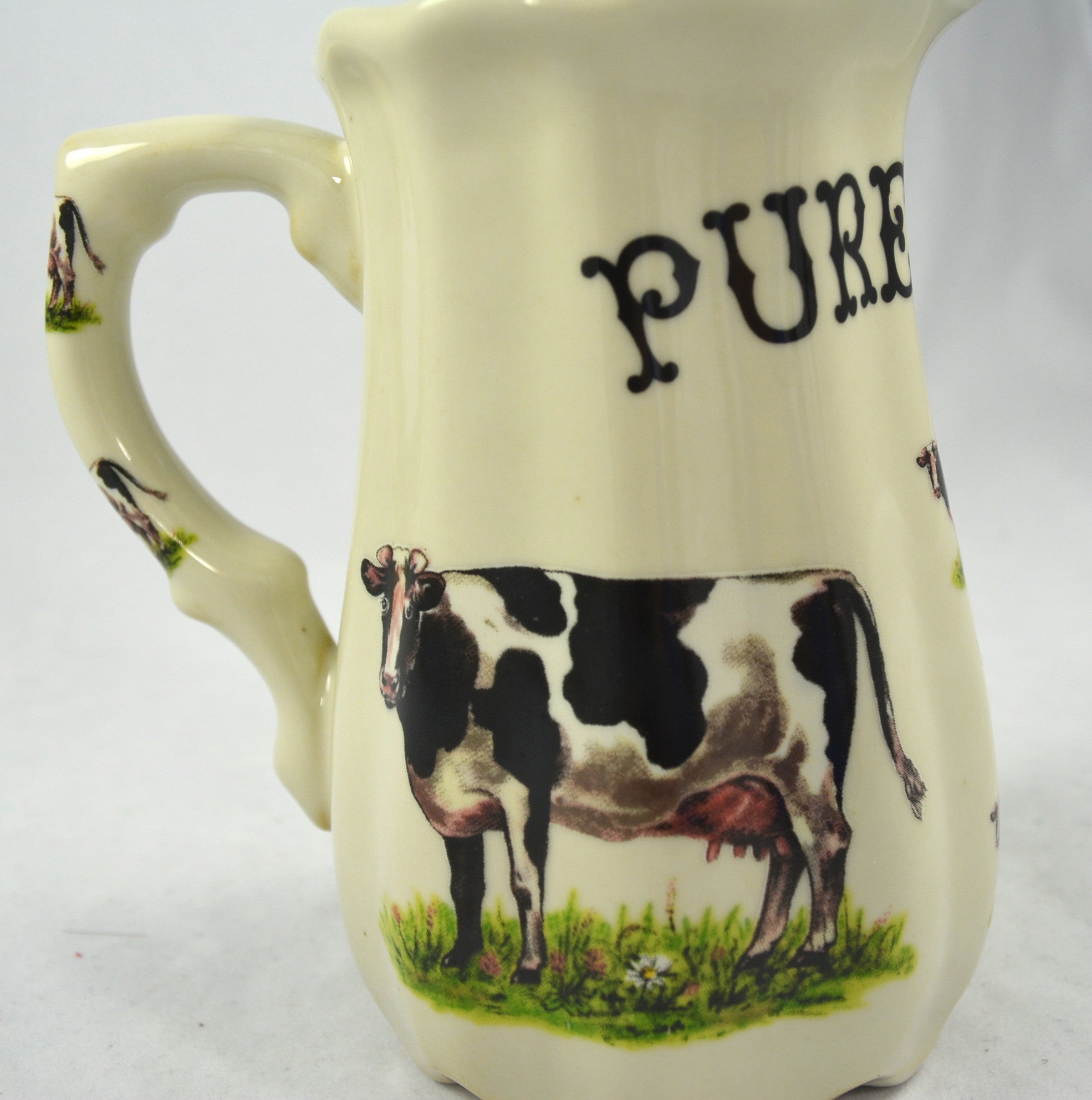 8" Staffordshire Pure Milk Ironstone Advertising Dairy Pitcher with Co