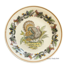 Vintage Oak & Acorns English Turkey Charger Plate Thanksgiving Brown T