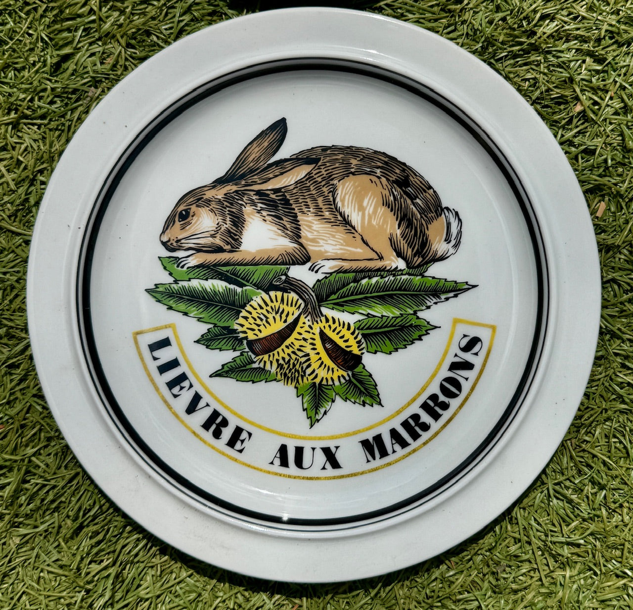 Antique Royal Doulton Plate French Dog Rabbits Hunt Scene La Chasse