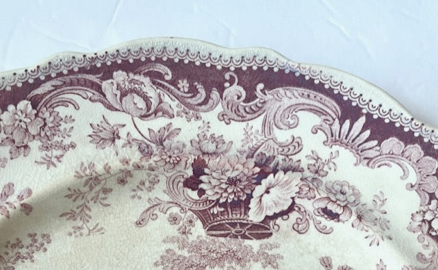 English Victorian Purple Transferware Plate Swiss Chalet Lake Ralph St