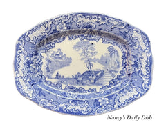 Rare Bishop & Stonier Athena Blue Transferware Small Tray Platter Scro