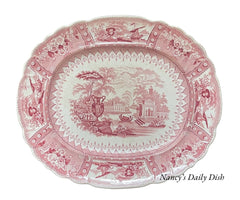 Antique Early Staffordshire Red Transferware Platter Circa 1826-35 Urn