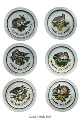 Set of 6 Vintage French Cottage Kitchen Rabbits Game Bird Plates