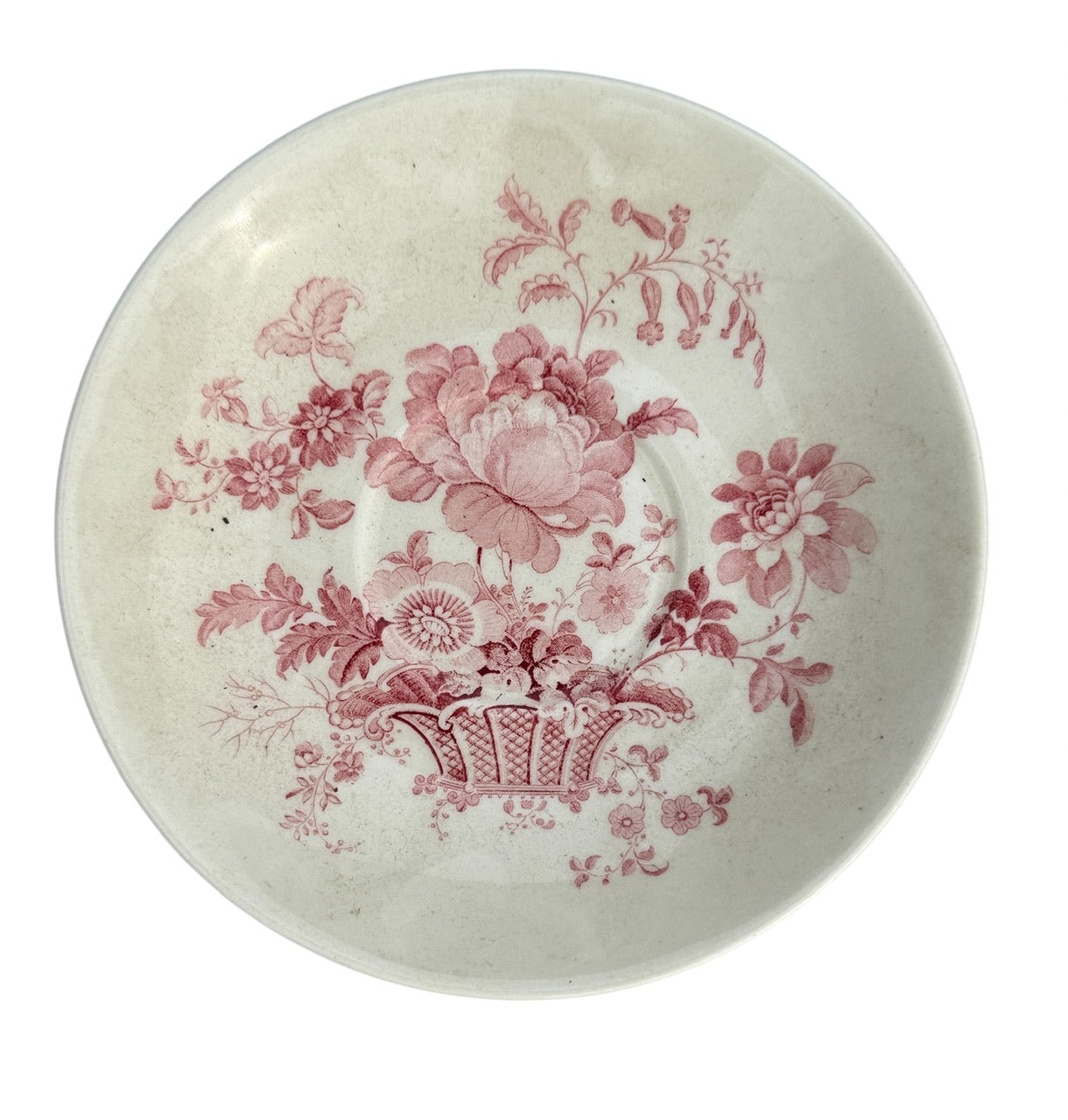 Rare Vintage 2 Color Transferware Crescent Plate Rust Red & Black Spod