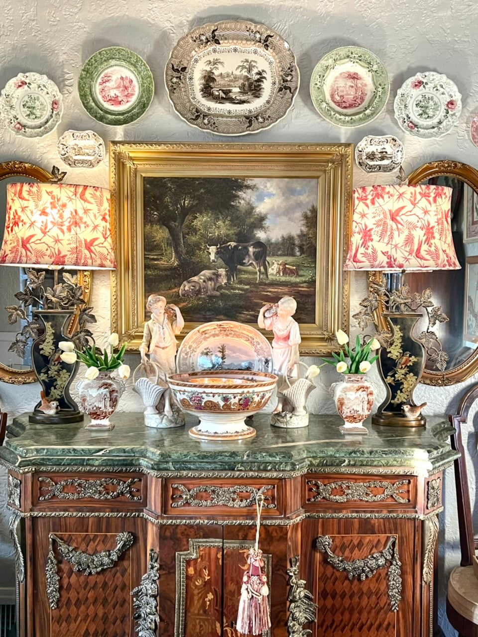 Antique 1890 Furnival English Polychrome Lustre Transferware Footed Pu