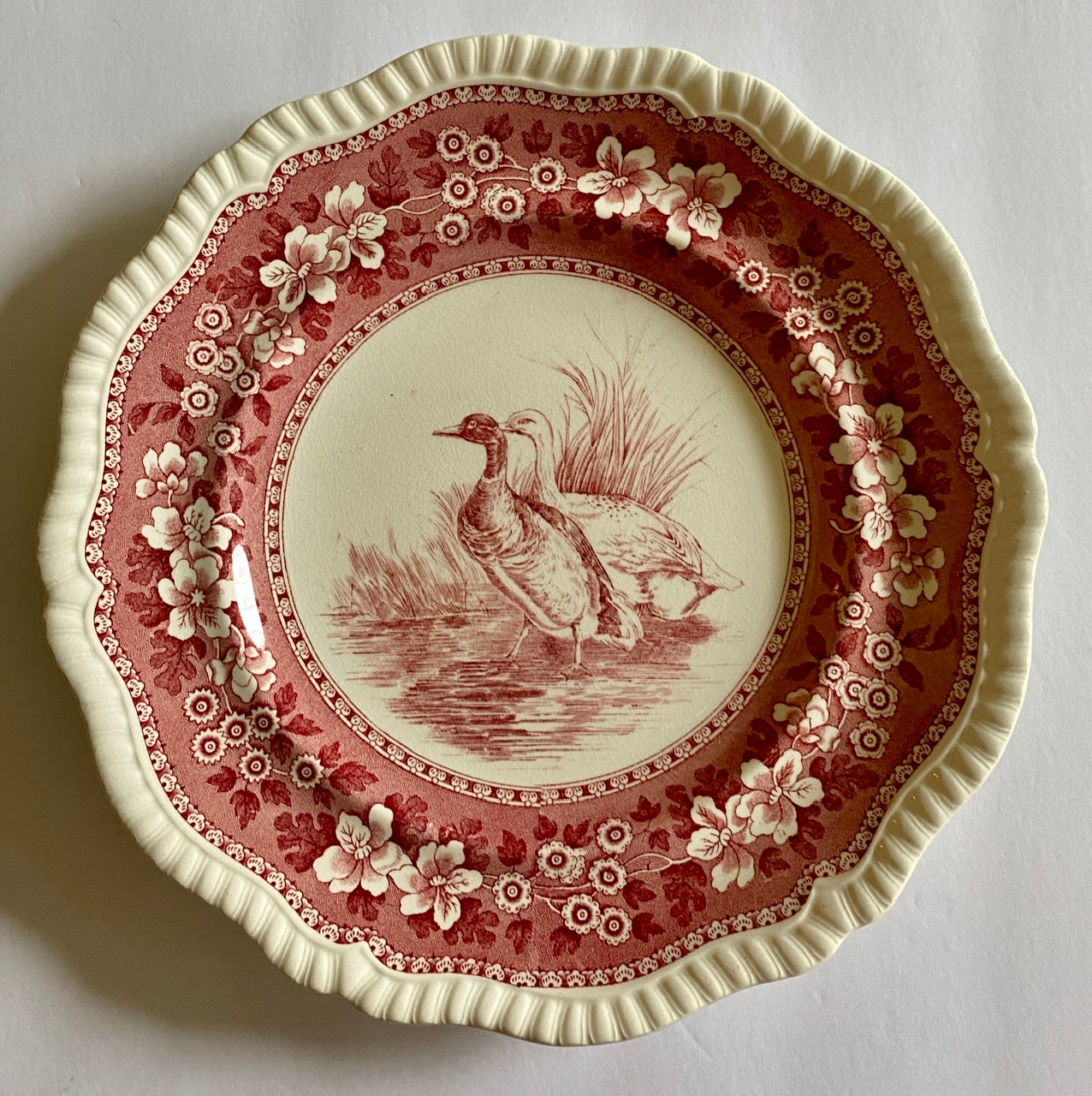 RARE Vintage Spode Copeland Tower Red Transferware Plate Game Bird Wil
