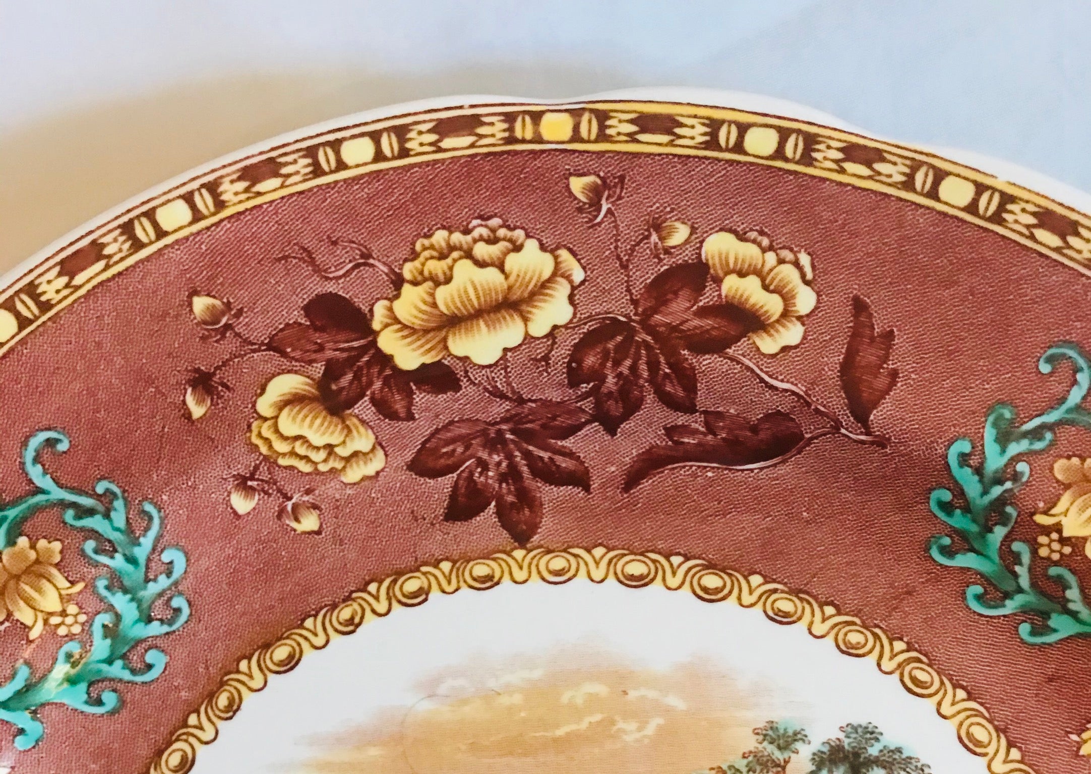 RARE Spode Copeland Italian Scene Camilla Polychrome Brown Plate