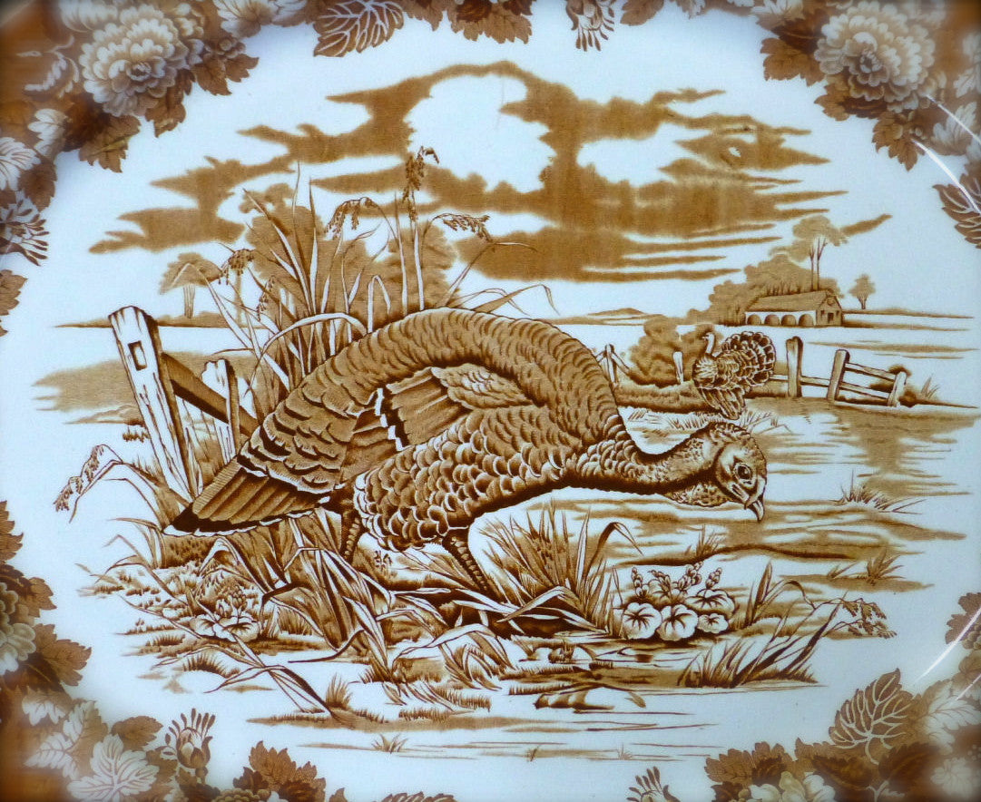Circa 1930 English China Red Transferware Turkey Platter Thanksgiving ...