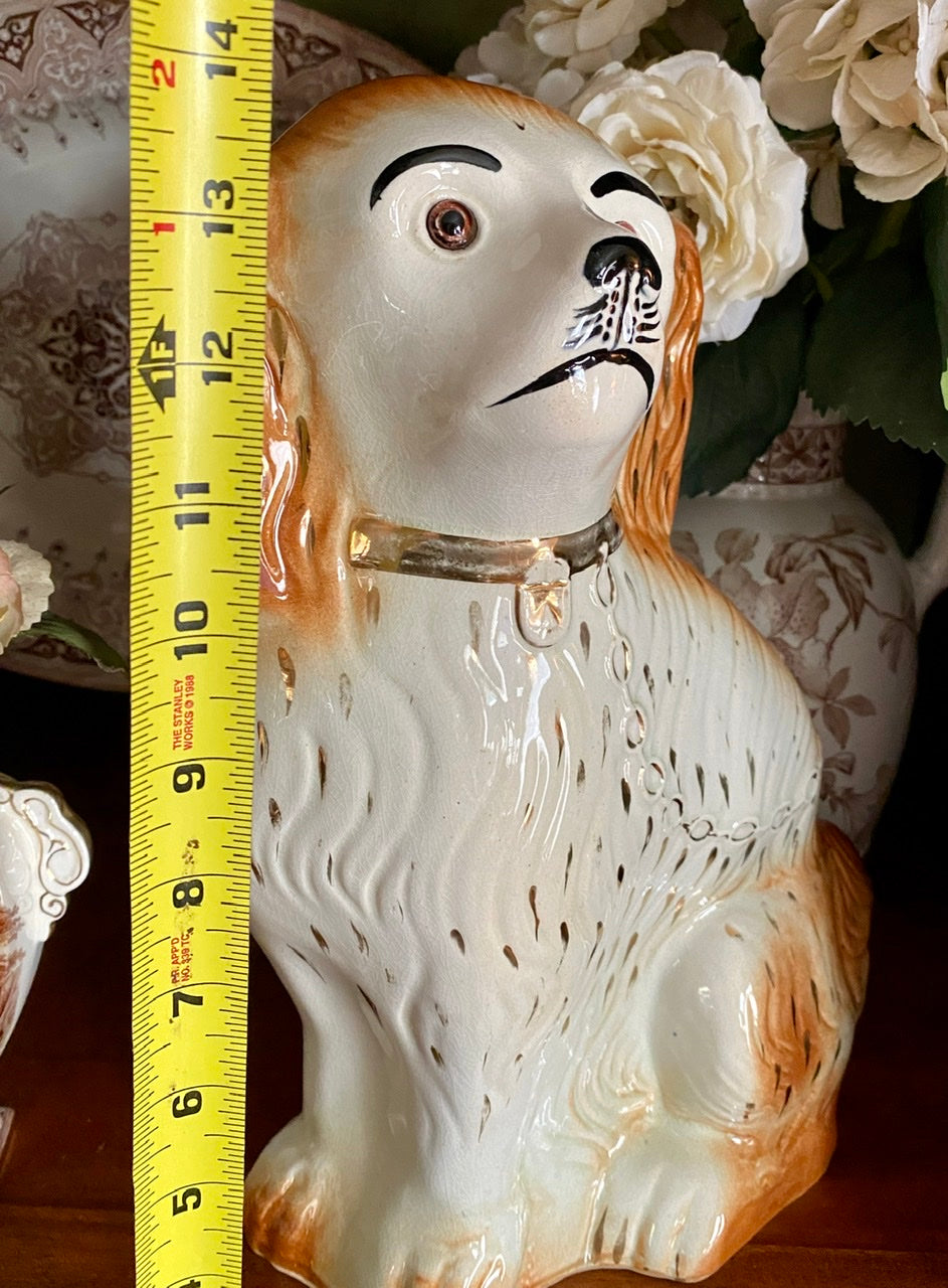 Huge 14” Pair of English Staffordshire Spaniel Wally Dogs Glass Eyes