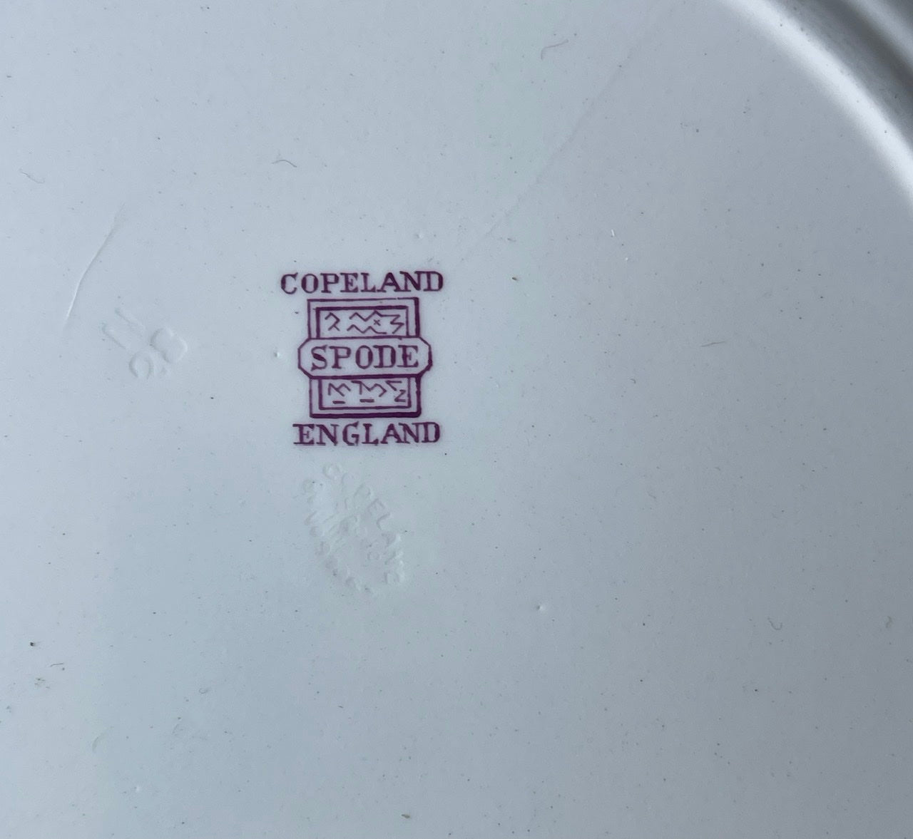 RARE Black Purple 2 Color Transferware Spode Plate Landscape Fountains