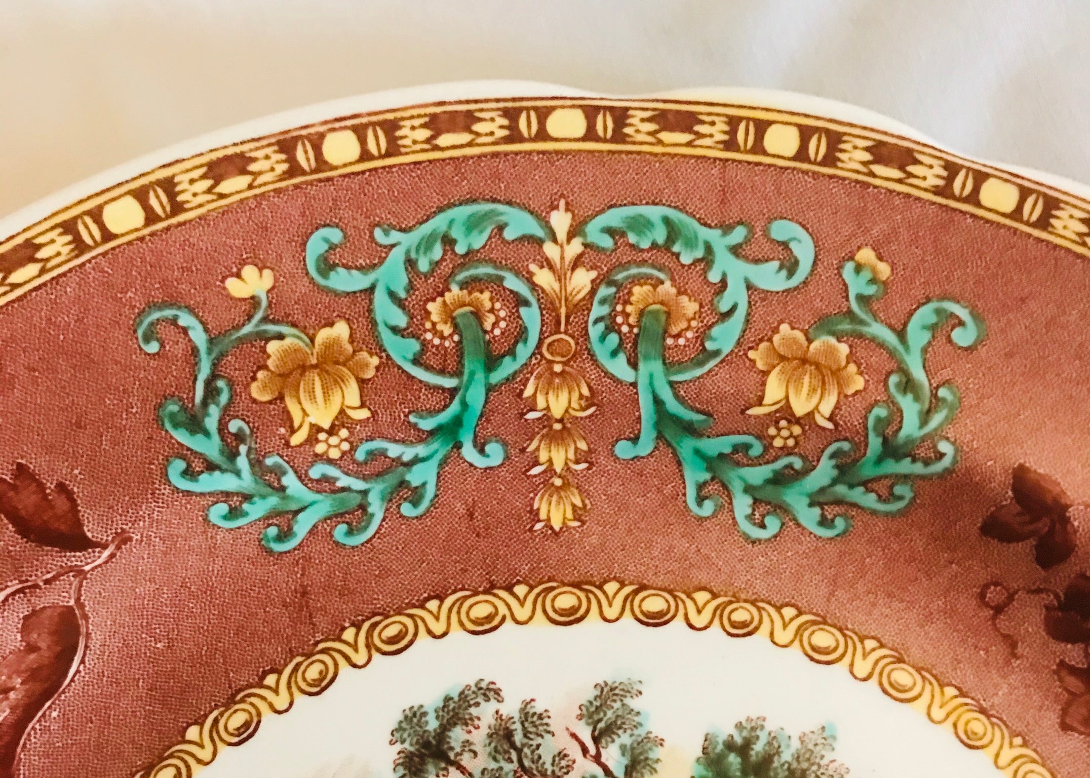 RARE Spode Copeland Italian Scene Camilla Polychrome Brown Plate