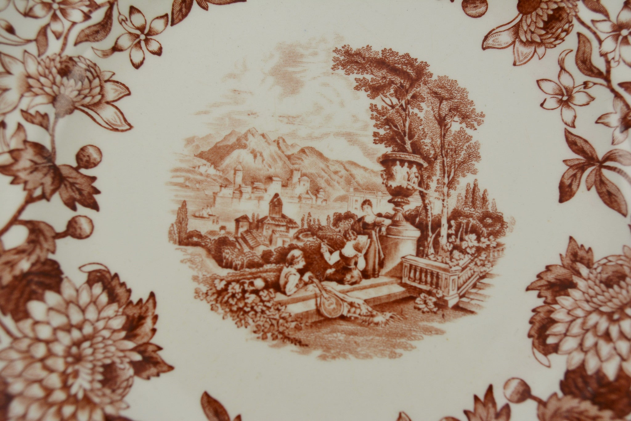 Vintage Spode Aster Brown Transferware 8" Salad Plate Copeland Beverle