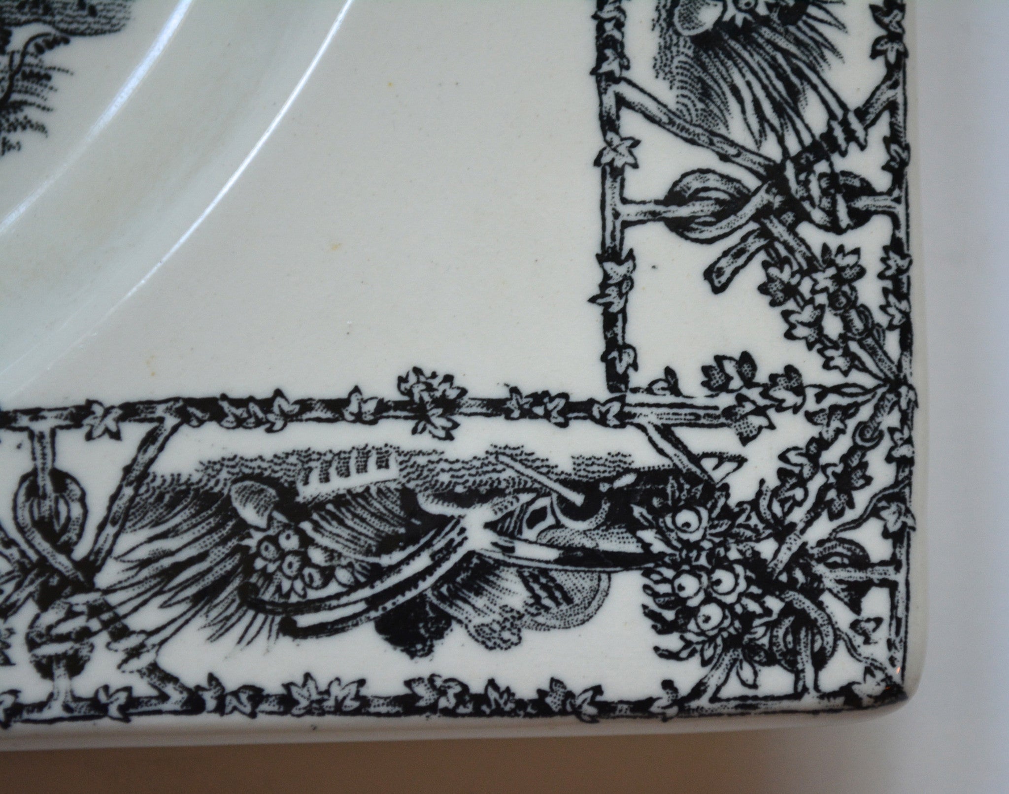 Rectangle Black Transferware Rural Scenes Platter Biarritz Platter