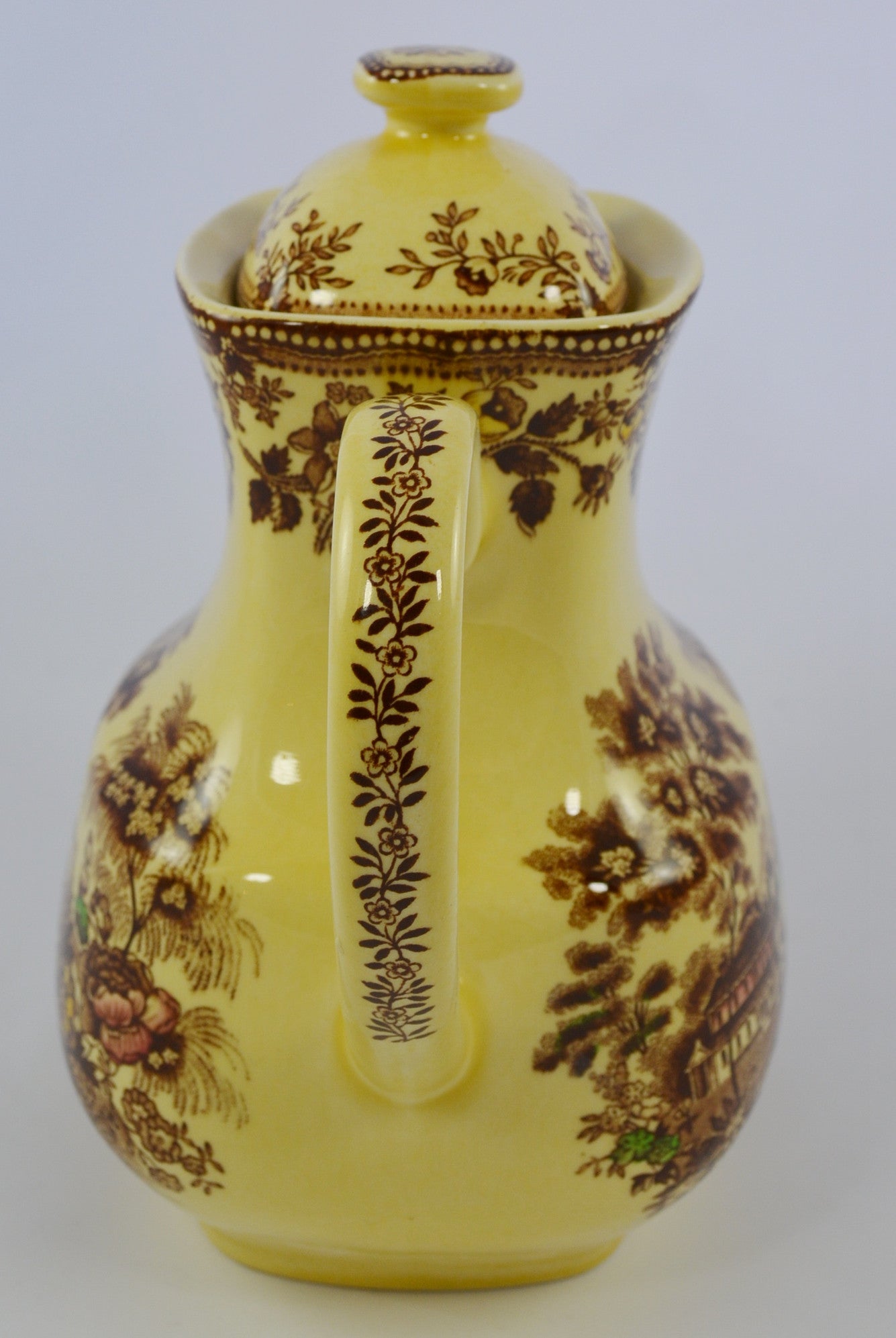 English Teapot Brown Polychrome Alfred Meakin English Transferware Ton