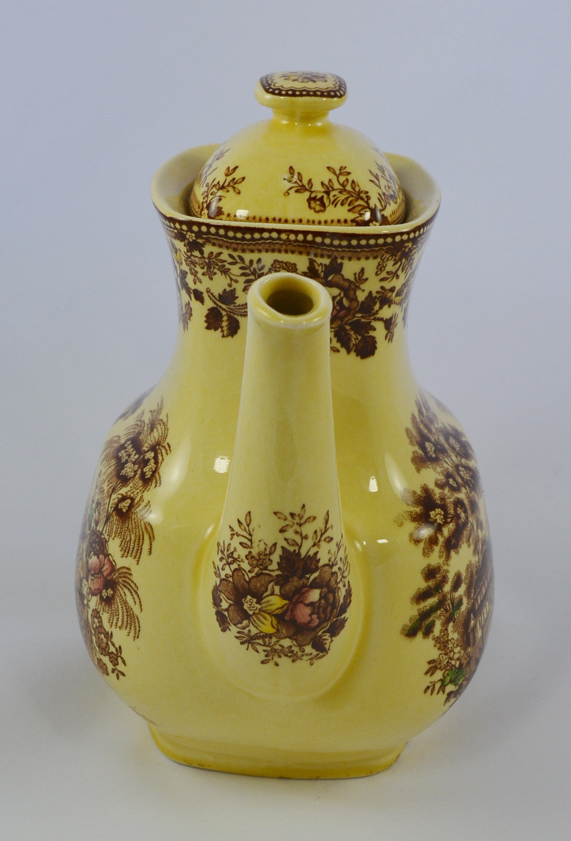 English Teapot Brown Polychrome Alfred Meakin English Transferware Ton