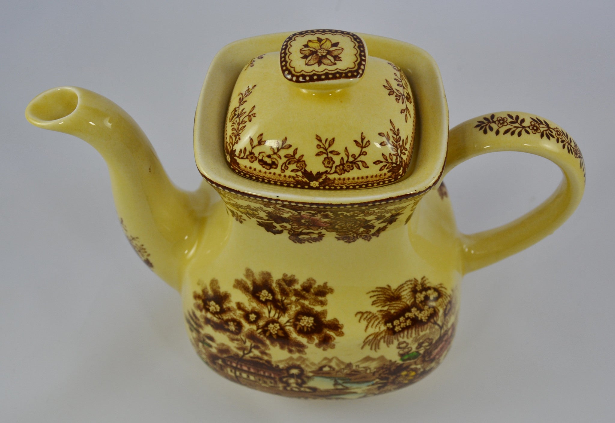 English Teapot Brown Polychrome Alfred Meakin English Transferware Ton
