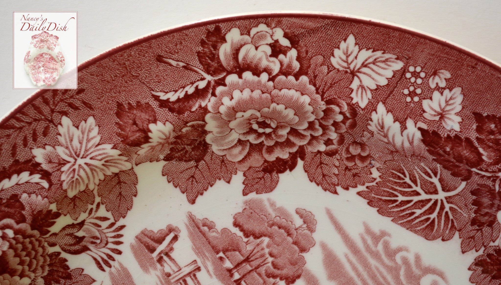 Vintage Red Transferware Thanksgiving Turkey Plate Enoch Wood & Sons E