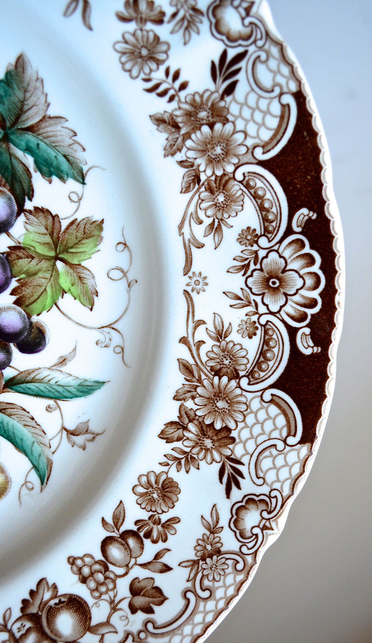 Johnson Brothers Brown Transferware Plate Harvest Fruit Windsor Ware