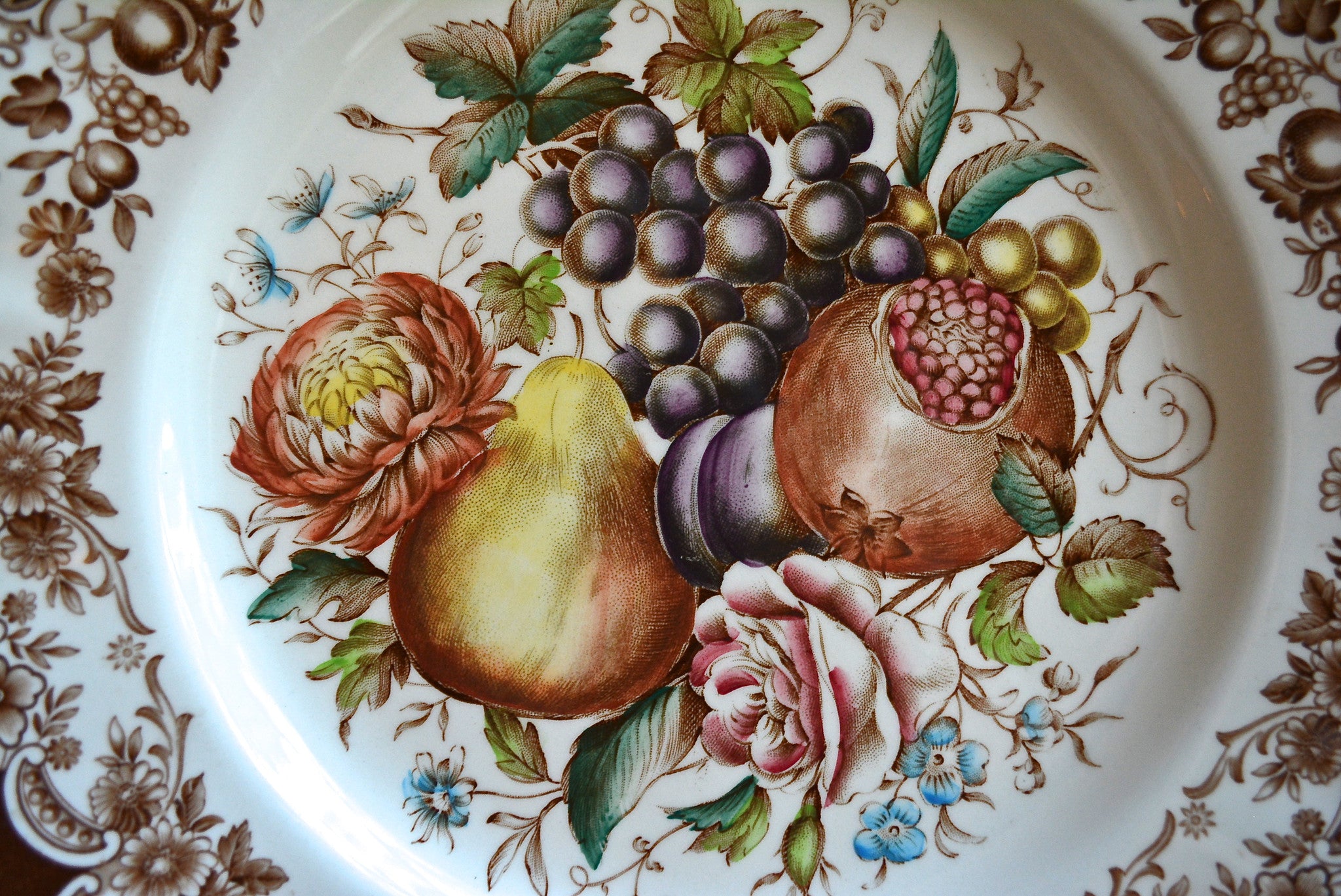 Johnson Brothers Brown Transferware Plate Harvest Fruit Windsor Ware