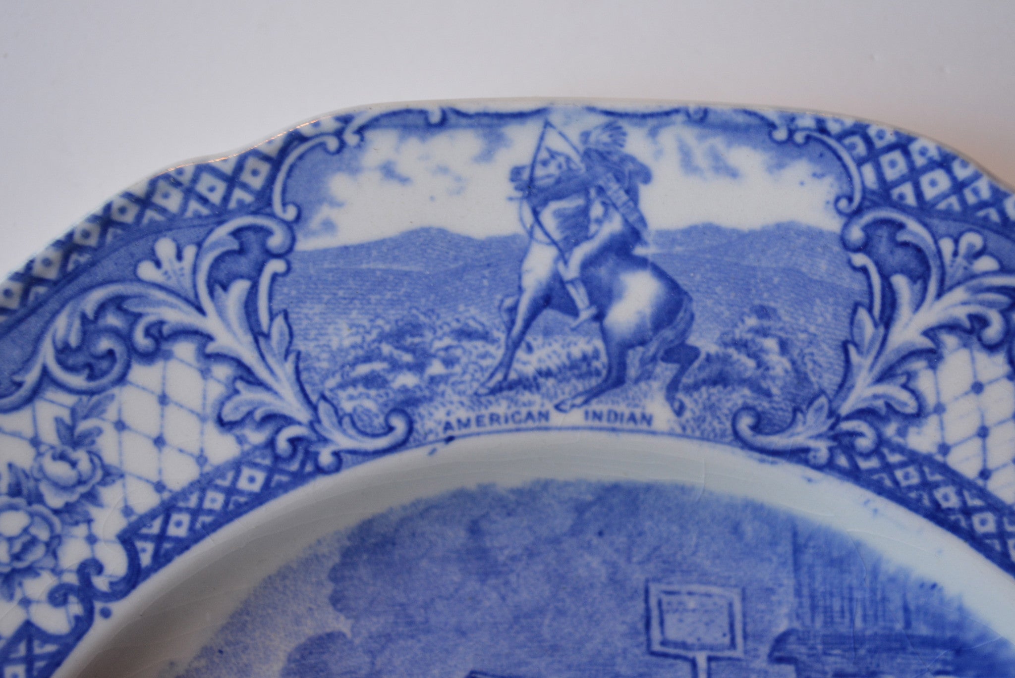 Blue Colonial Times Transferware Plate Paul Revere's Ride American His