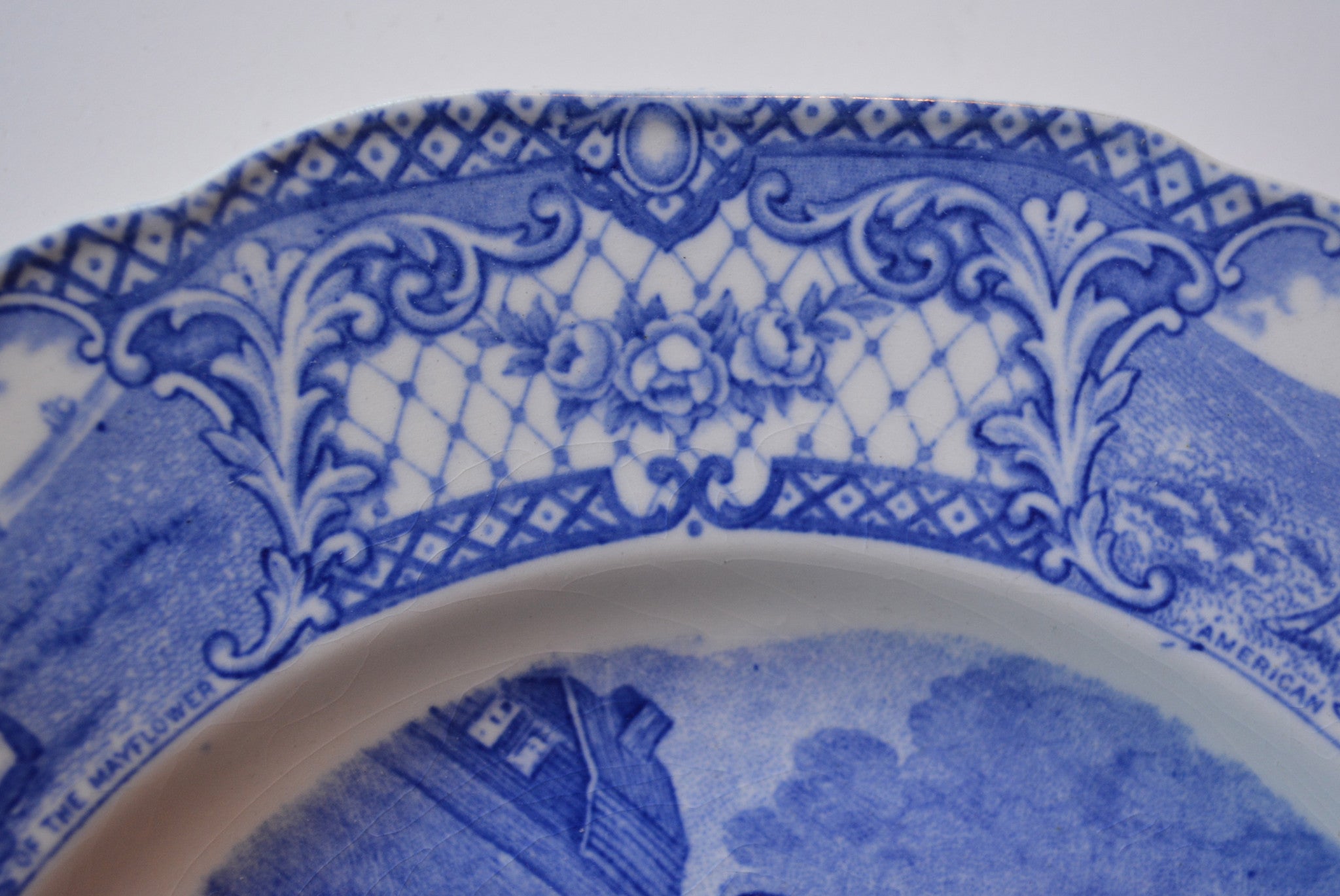 Blue Colonial Times Transferware Plate Paul Revere's Ride American His