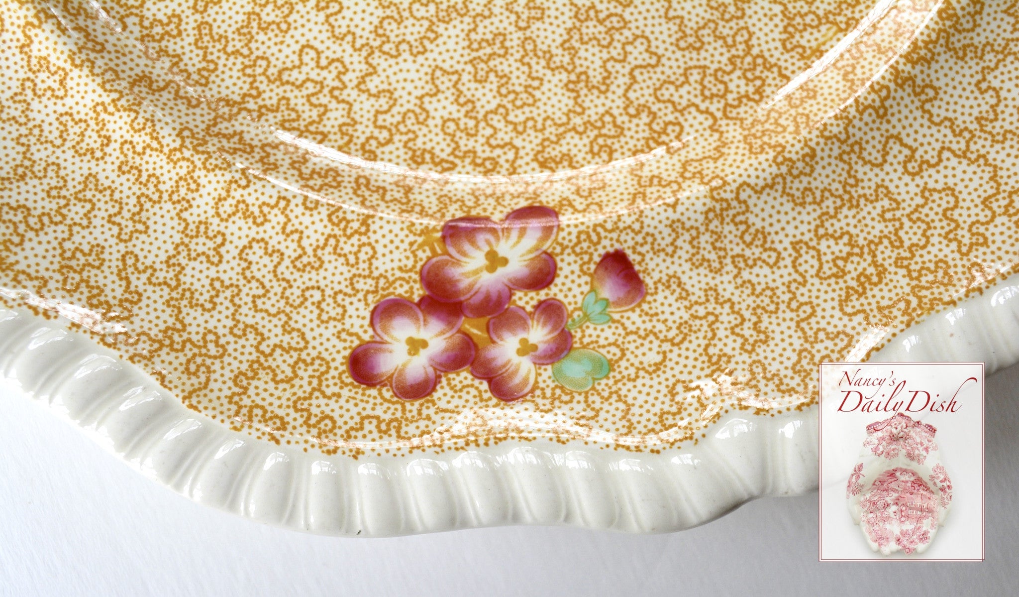 Spode Copeland Jasmine Yellow Transferware Polychrome Flowers Charger