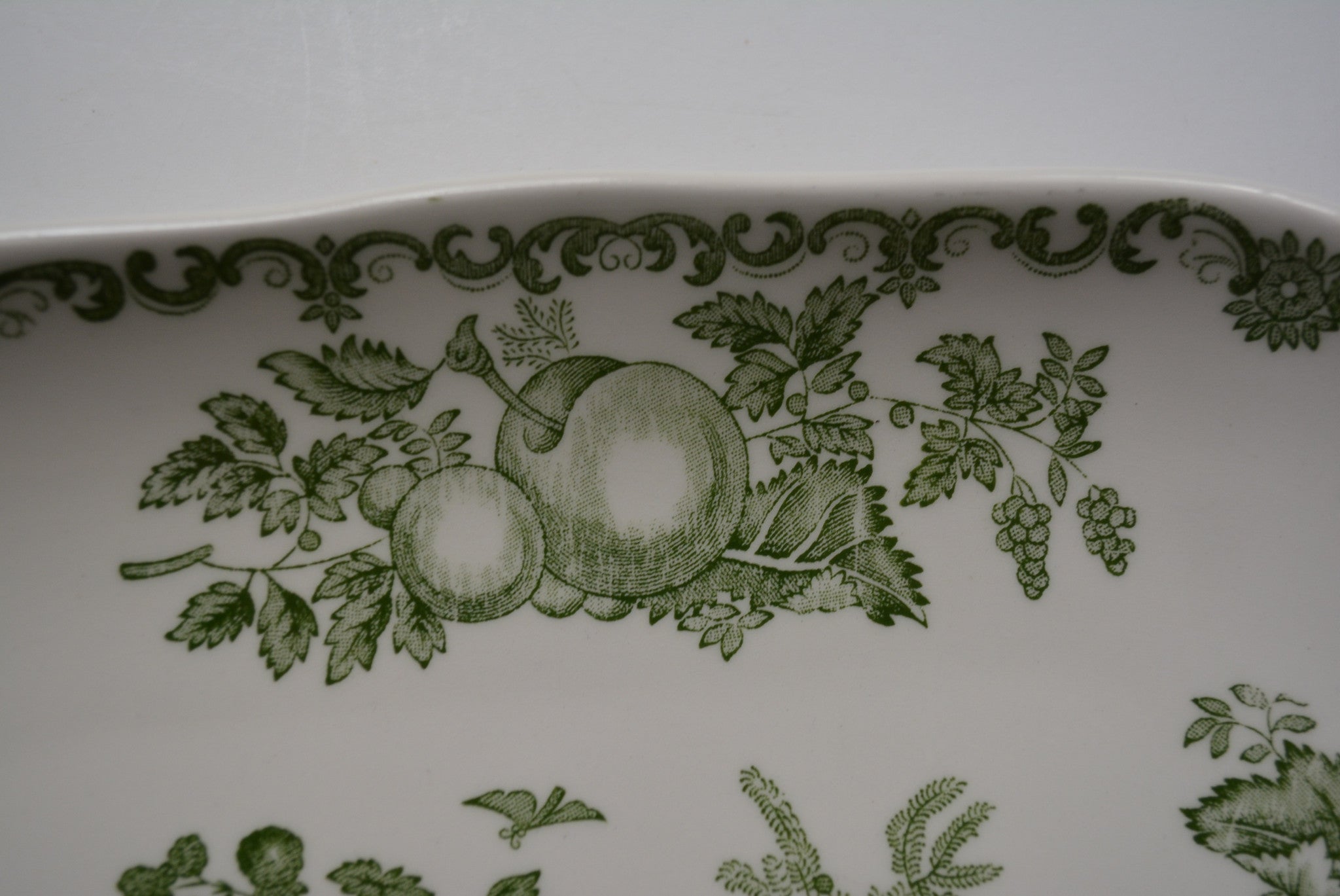 Green English Transferware Round Cookie Tray / Platter Mason Harvest F