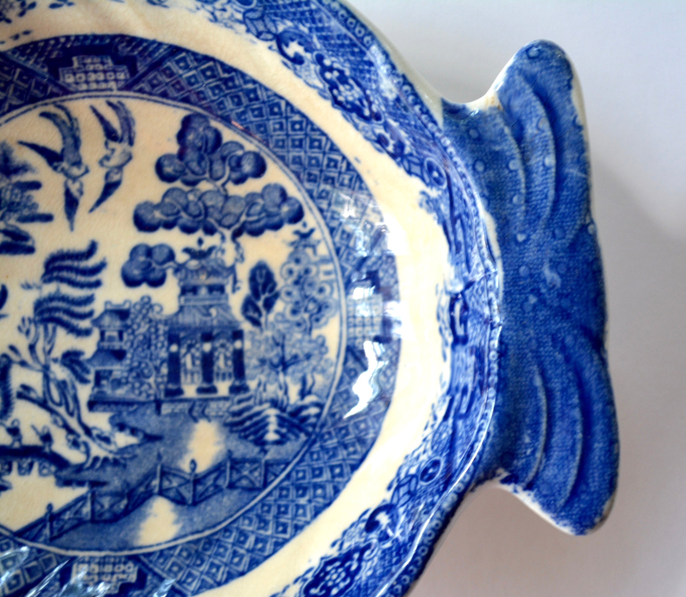 Antique Early 19thC Staffordshire Blue Transferware Pearlware Pickle D