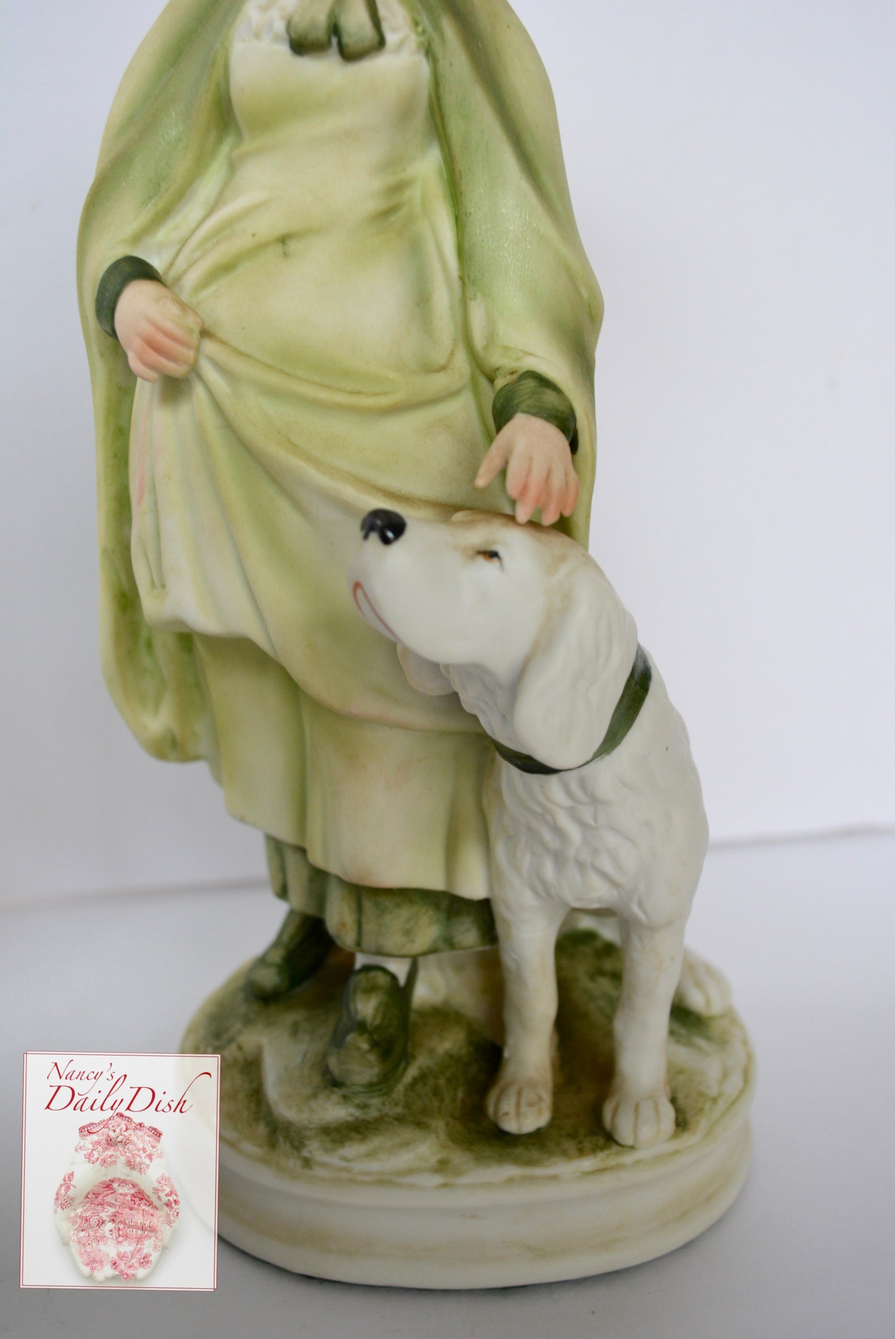 Pair Vintage French or English Country Figurines Boy & Girl w/ Dogs Gr