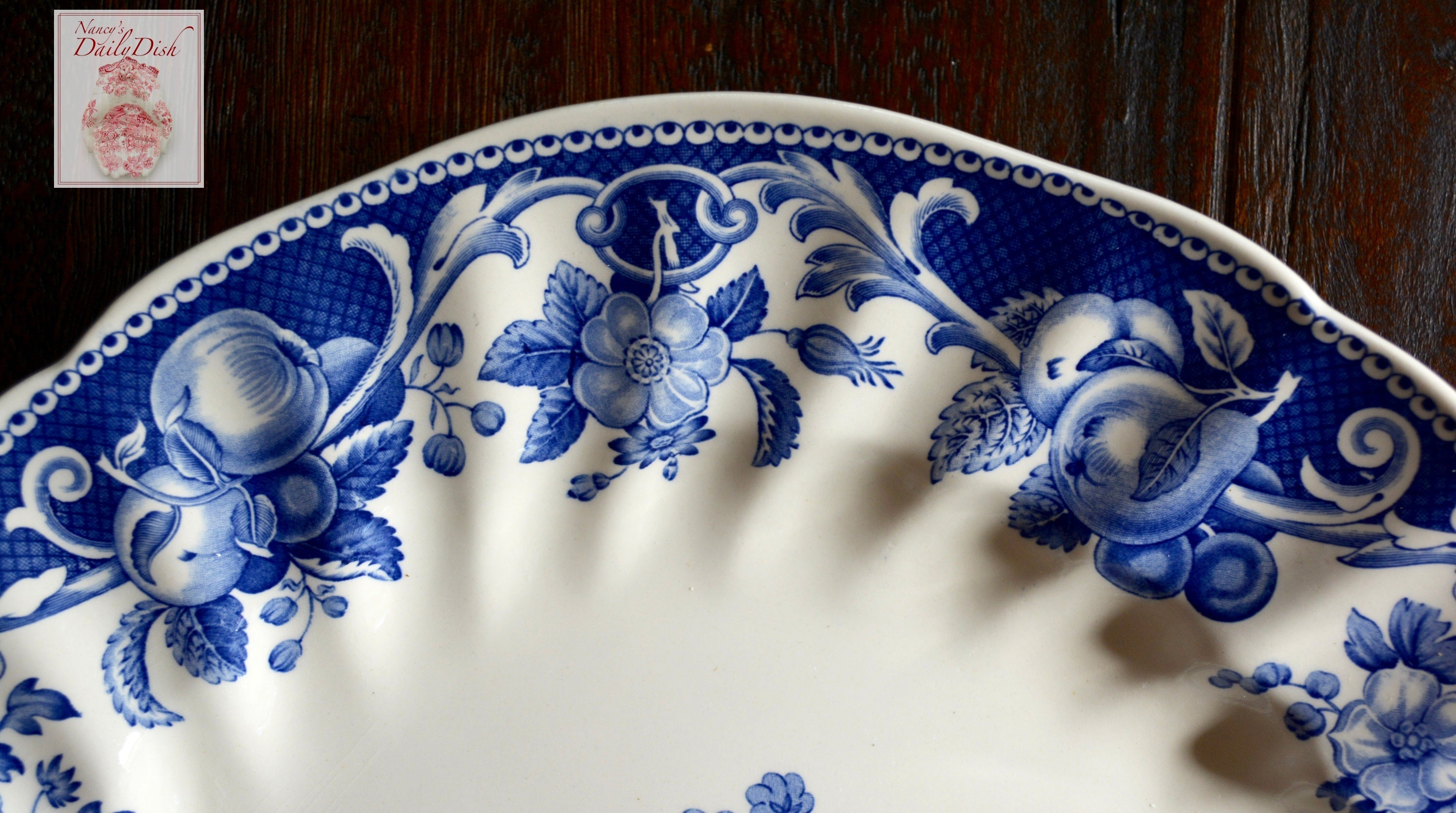 Dutch Masters Blue Transferware Plate Royal Doulton Pomeroy Urn w/ Ros