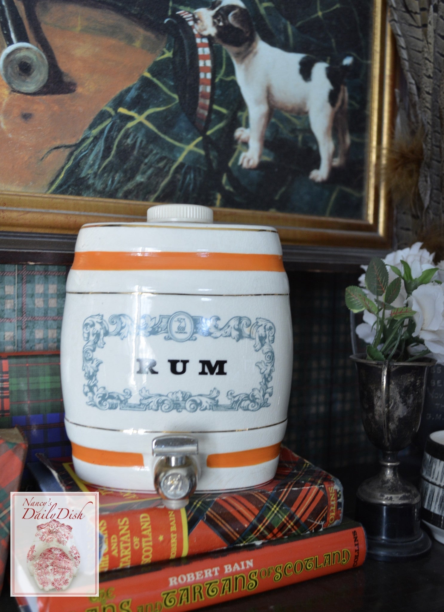 Vintage RUM English Advertising Decanter / Liquor Bottle for Lamp / De