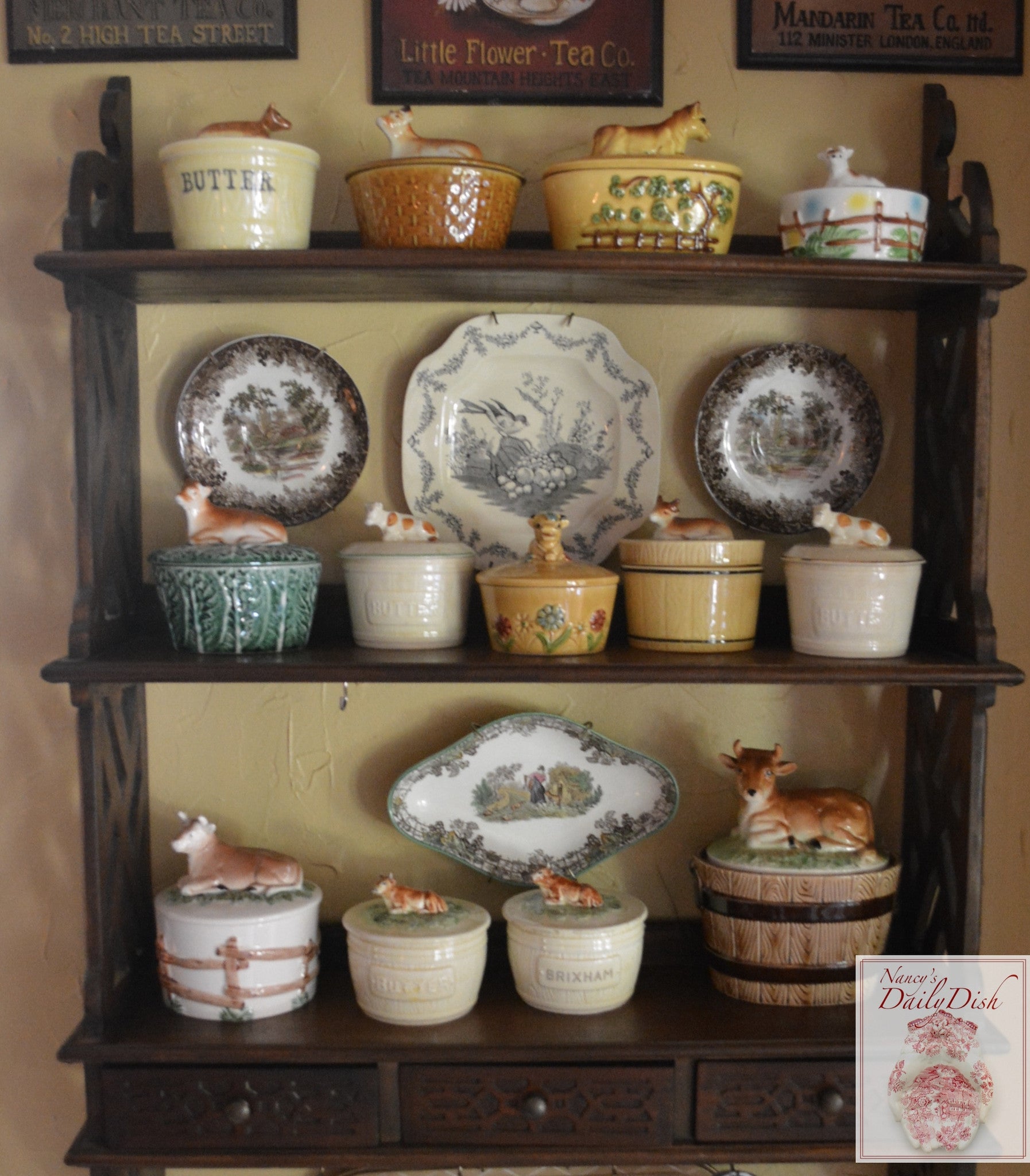 Figural Cow Topped Lidded Butter Dish Box or Tea Caddy Crown Devon