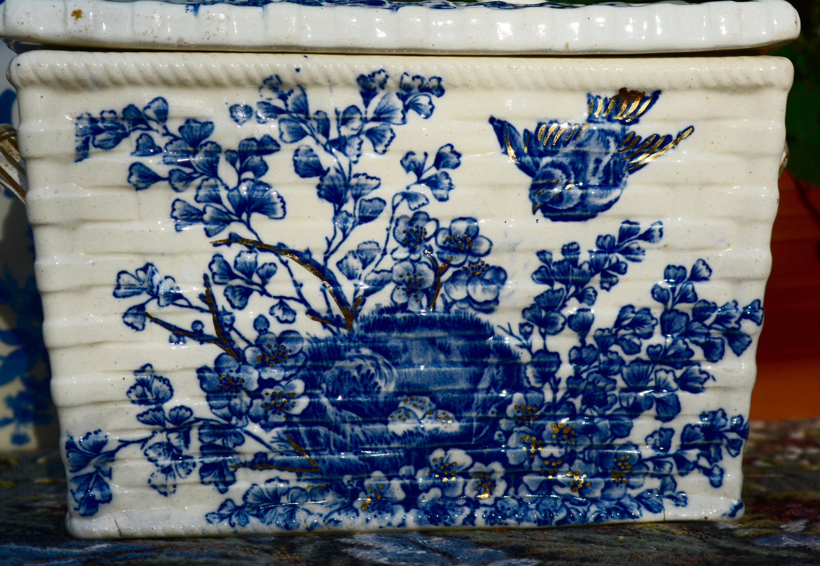 RARE Antique Victorian Staffordshire Blue English Transferware Bird