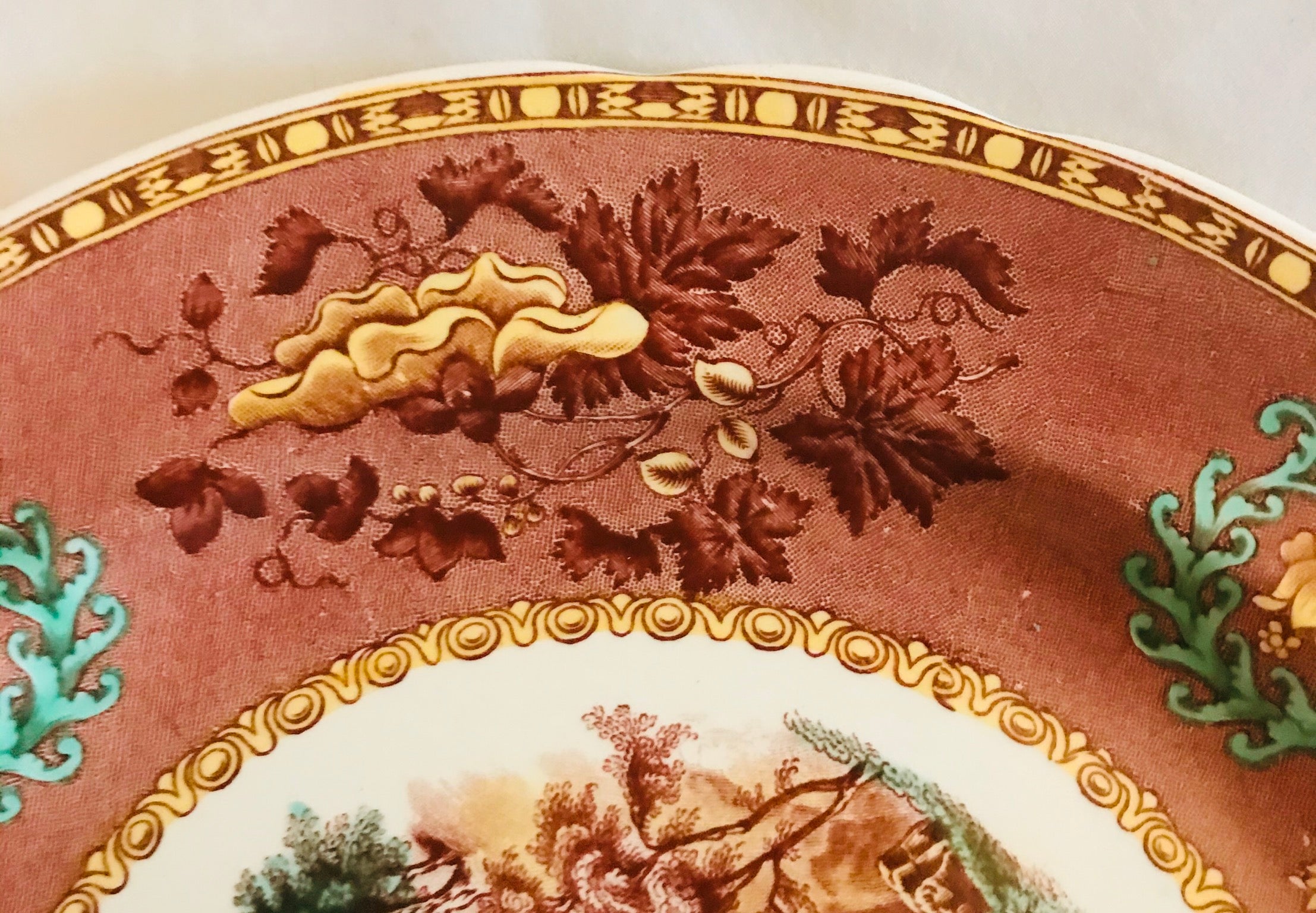RARE Spode Copeland Italian Scene Camilla Polychrome Brown Plate