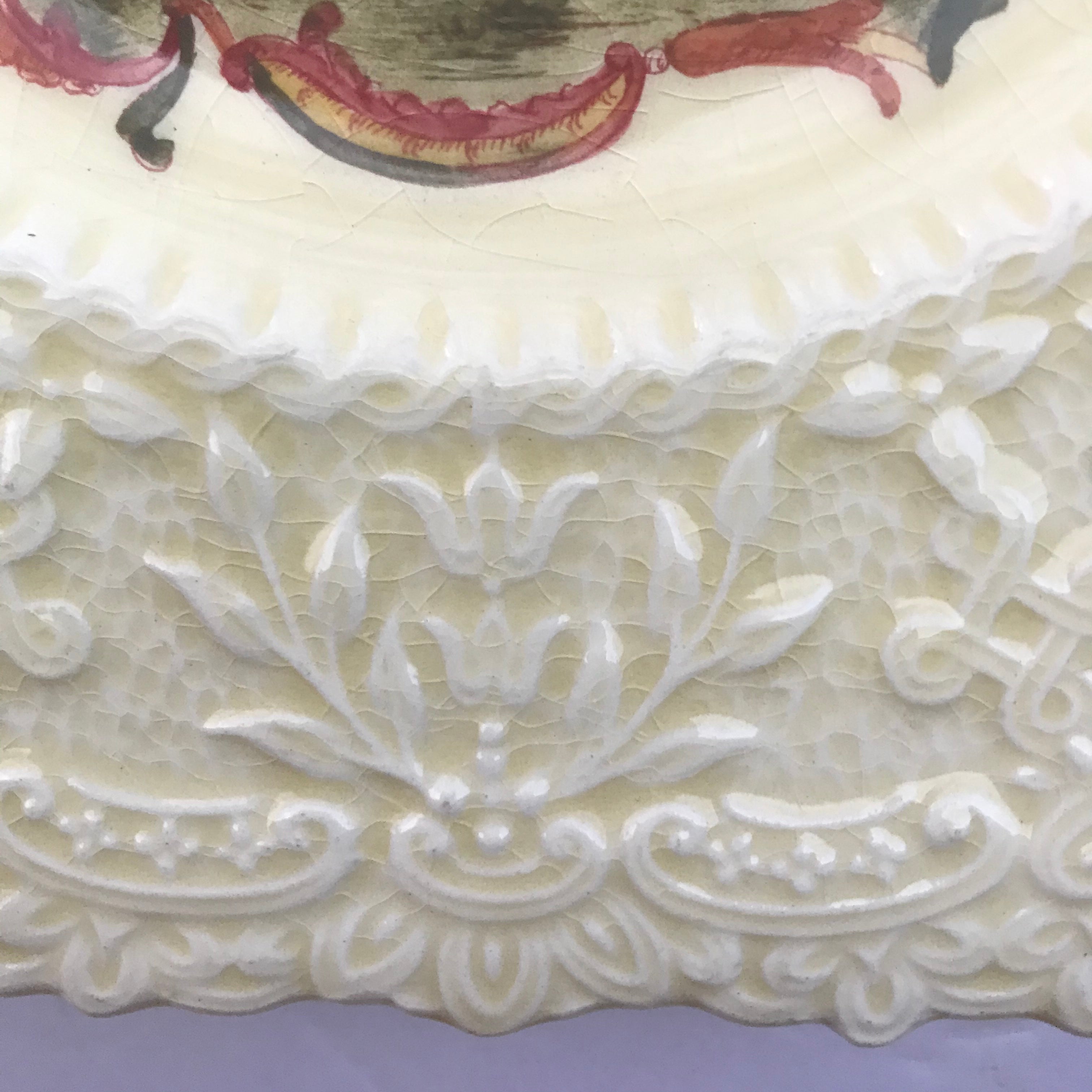 Royal Cauldon Square Brown Transferware Plate Embossed border picnic l