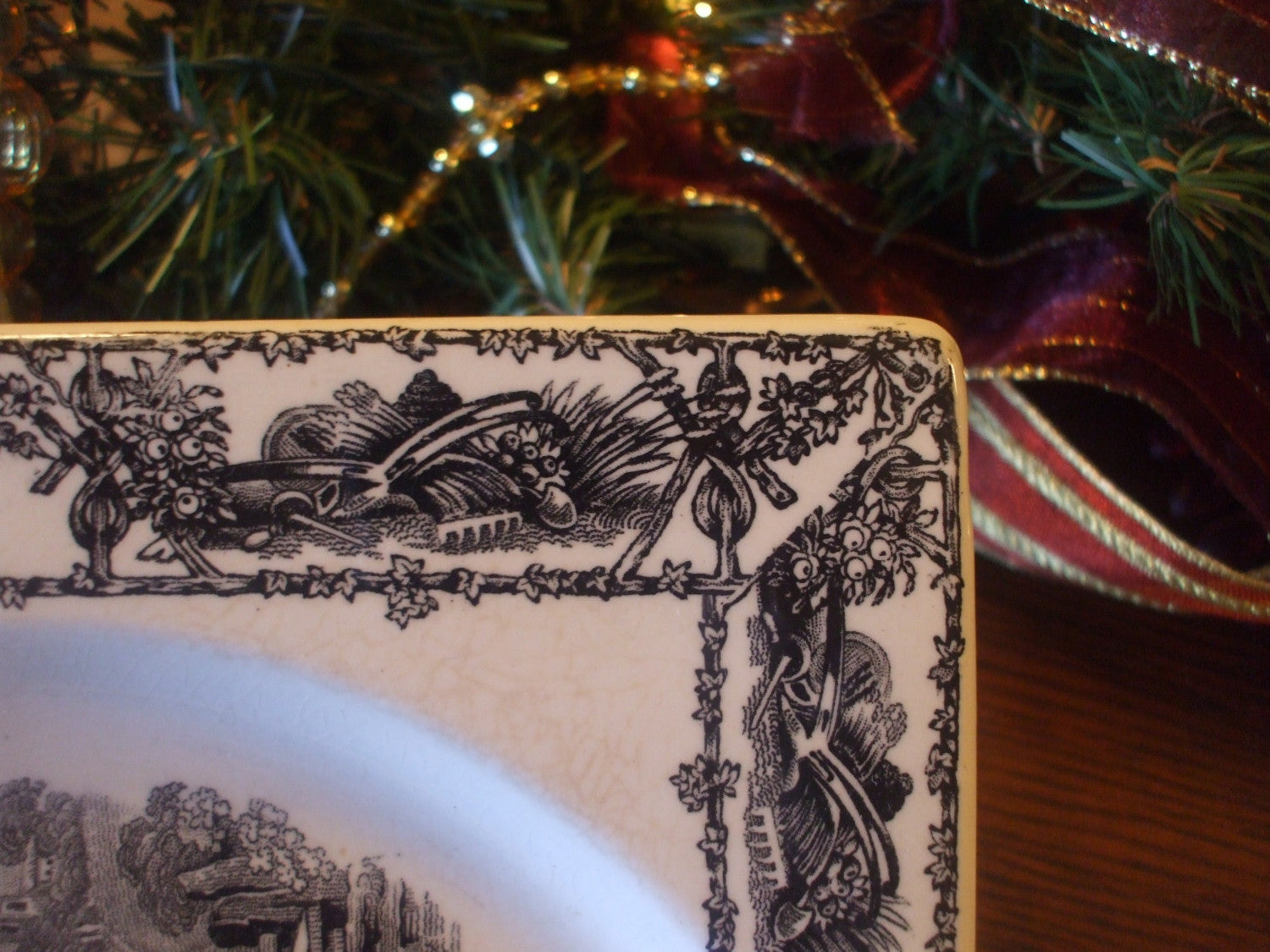 Rectangle Black Transferware Platter Tray Biarritz A J Wilkinson Farm