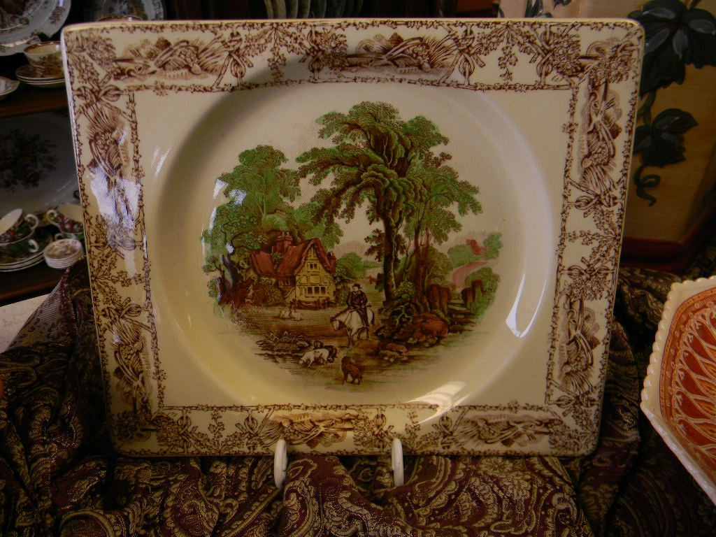 Square Rectangular Brown Transferware Platter Biarritz Platter Tray Pa