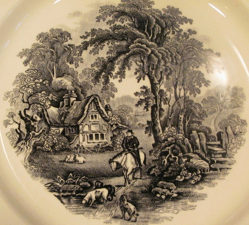 Rectangle Black Transferware Platter Tray Biarritz A J Wilkinson Farm