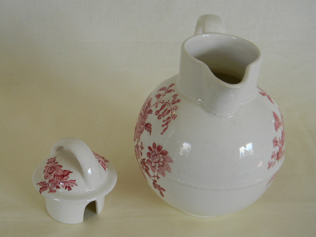 Red Transferware Pitcher Coffee Teapot or Hot Water Pot Charlotte Bask