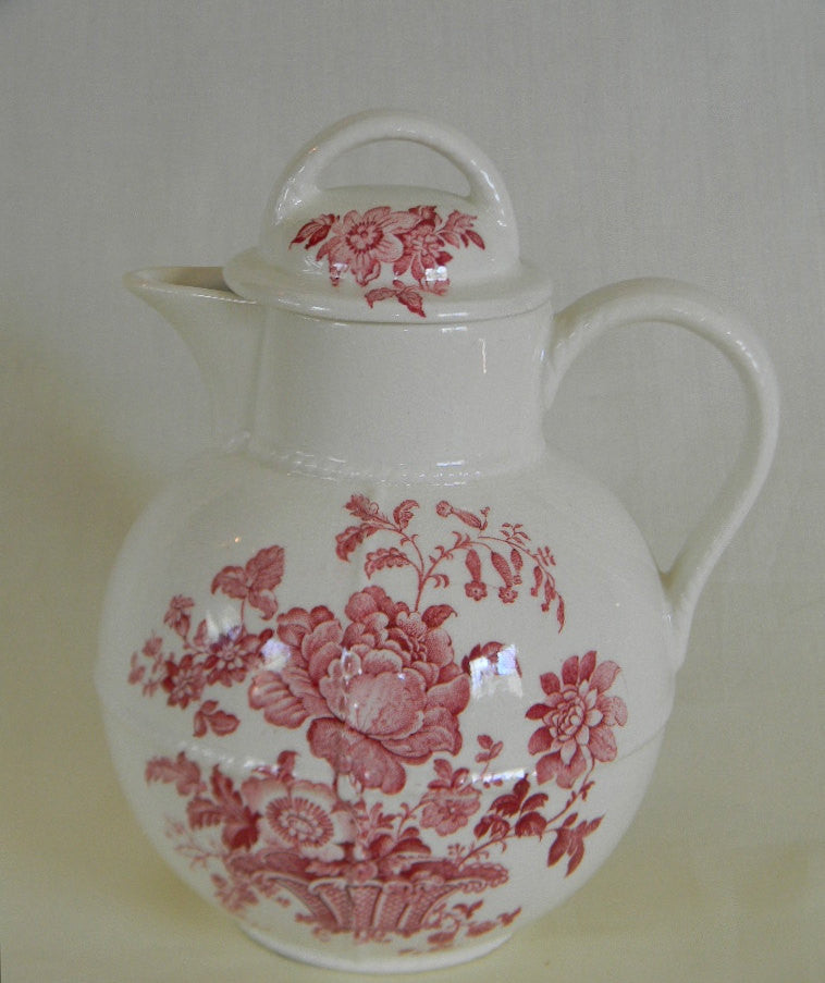 Red Transferware Pitcher Coffee Teapot or Hot Water Pot Charlotte Bask