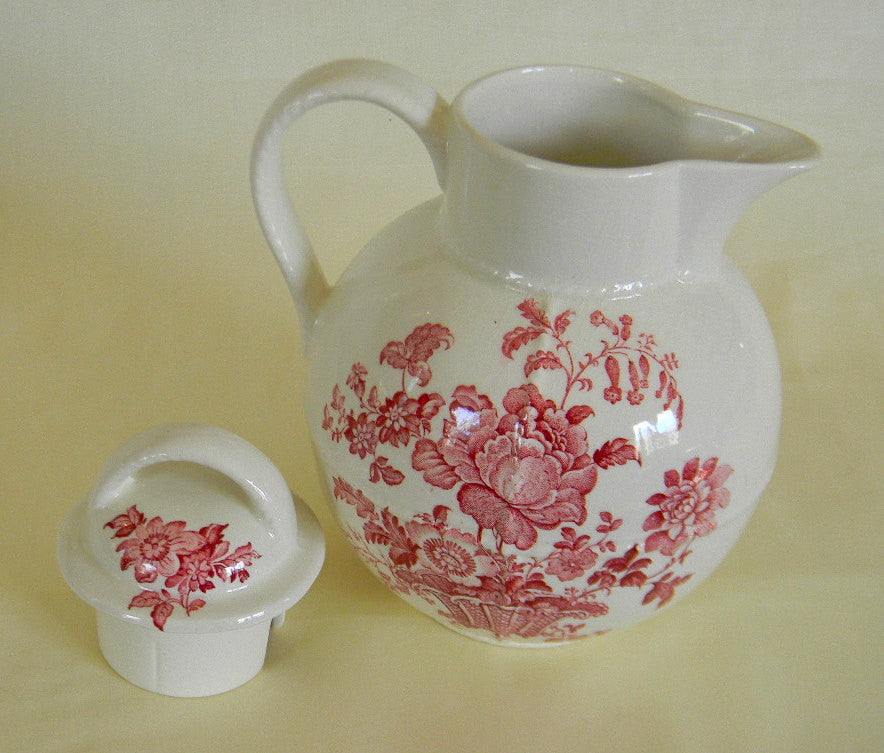 Red Transferware Pitcher Coffee Teapot or Hot Water Pot Charlotte Bask