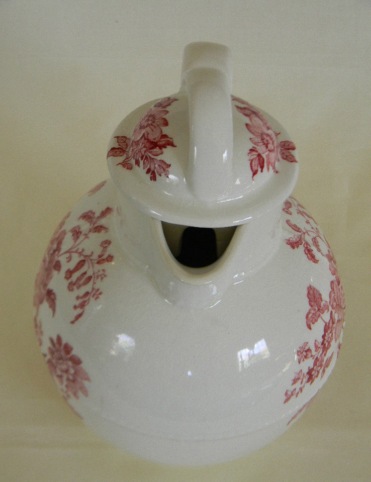Red Transferware Pitcher Coffee Teapot or Hot Water Pot Charlotte Bask