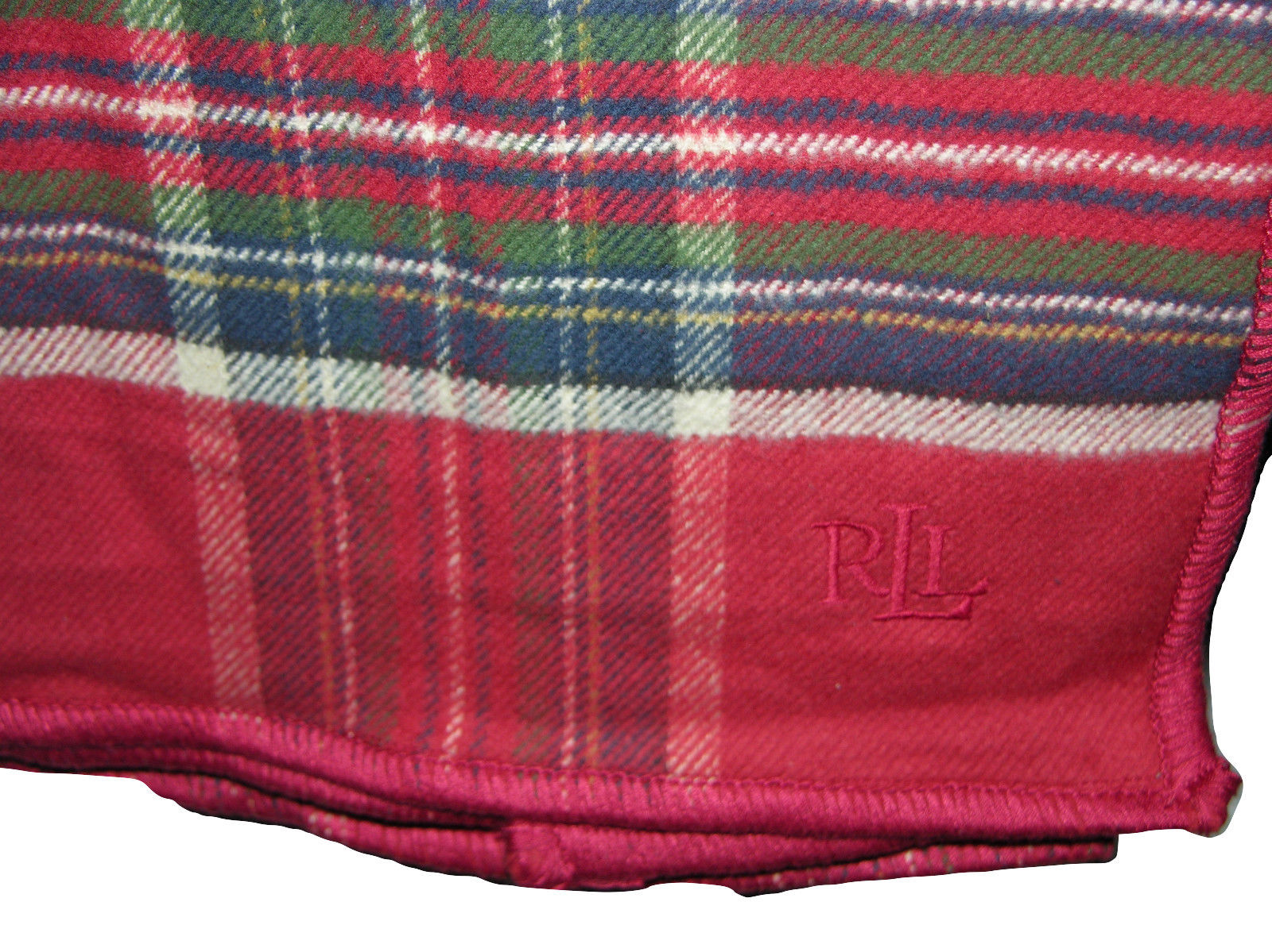 Ralph Lauren Tartan Plaid Blanket Throw Tablecloth Red / Green / Blue/