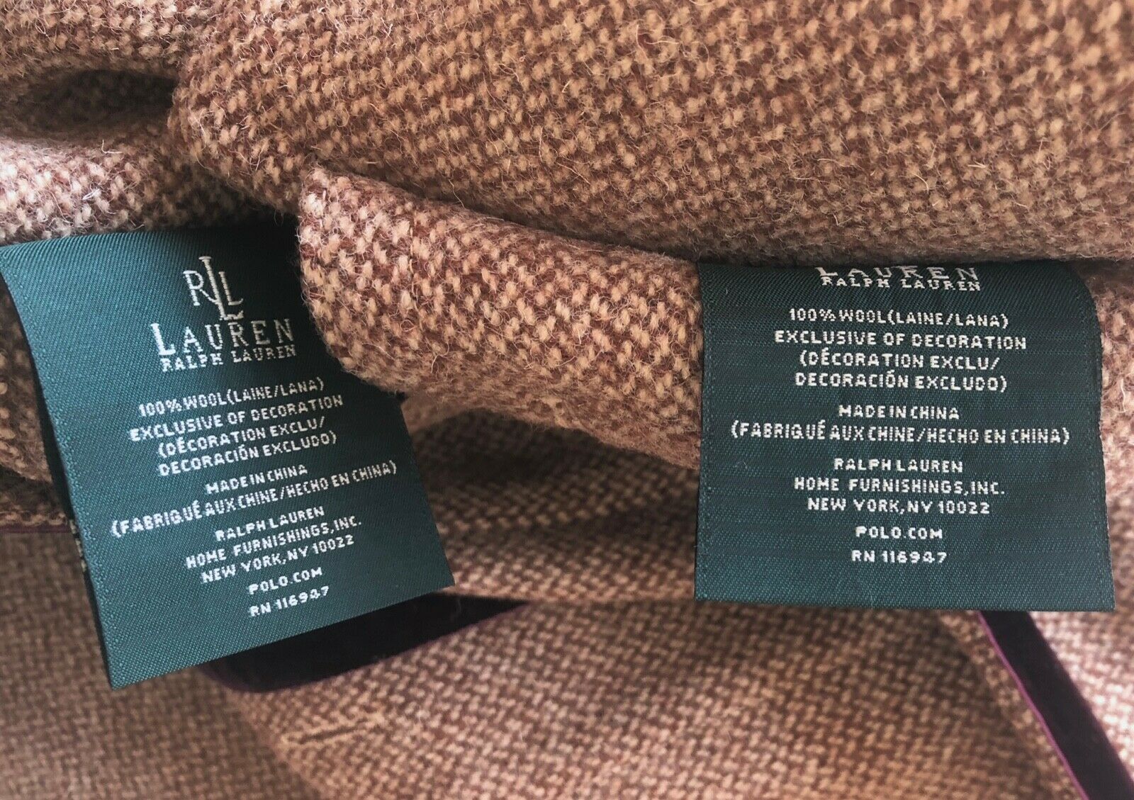 2 Ralph Lauren English Country Brittany KING Wool Tweed Button Closure