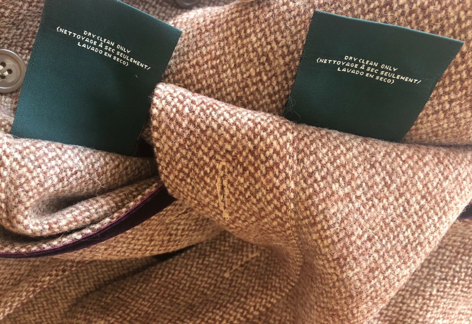 2 Ralph Lauren English Country Brittany KING Wool Tweed Button Closure